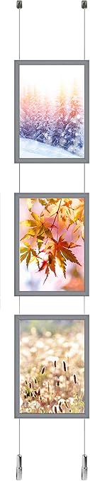 A4 Portrait Landscape Hanging Snap Frame Ceiling To Floor Steel Rope ...