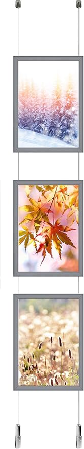 A4 Portrait Landscape Hanging Snap Frame Ceiling To Floor Steel Rope ...