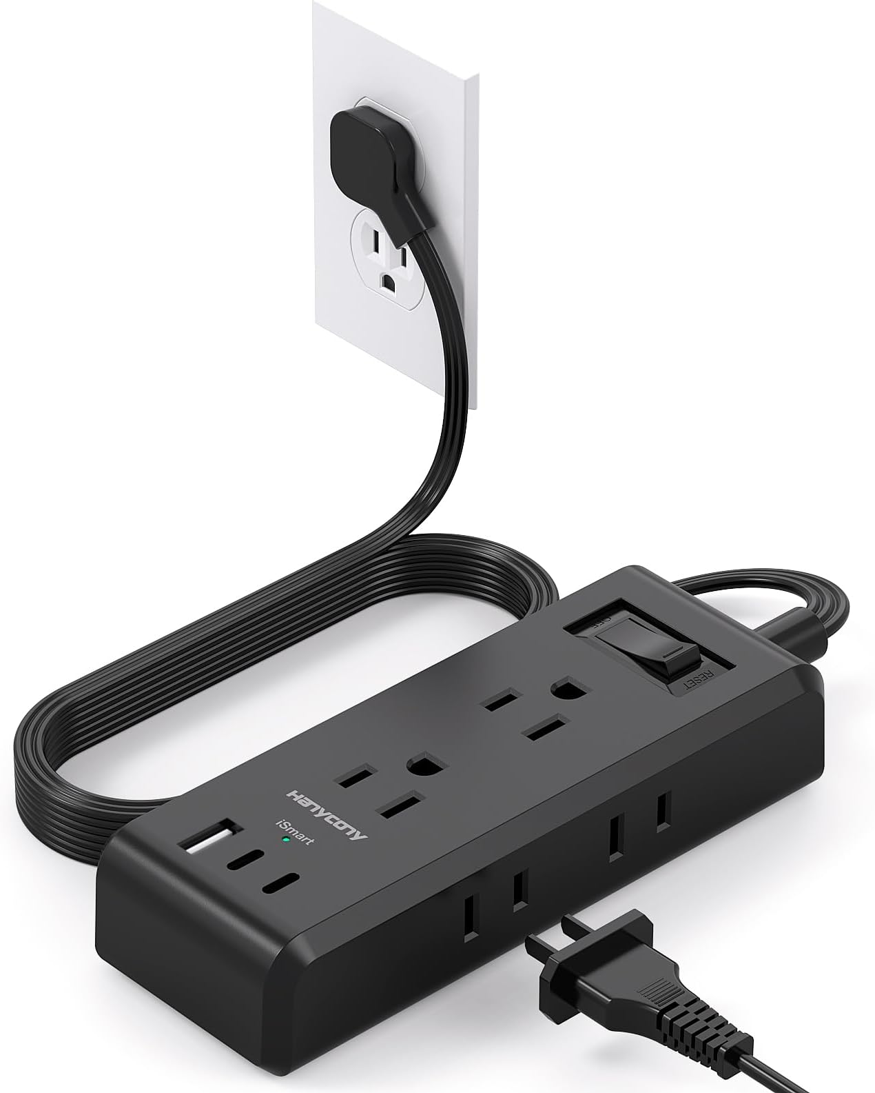 Amazon.com: Cruise Essentials, Flat Plug Power Strip, HANYCONY 5ft ...