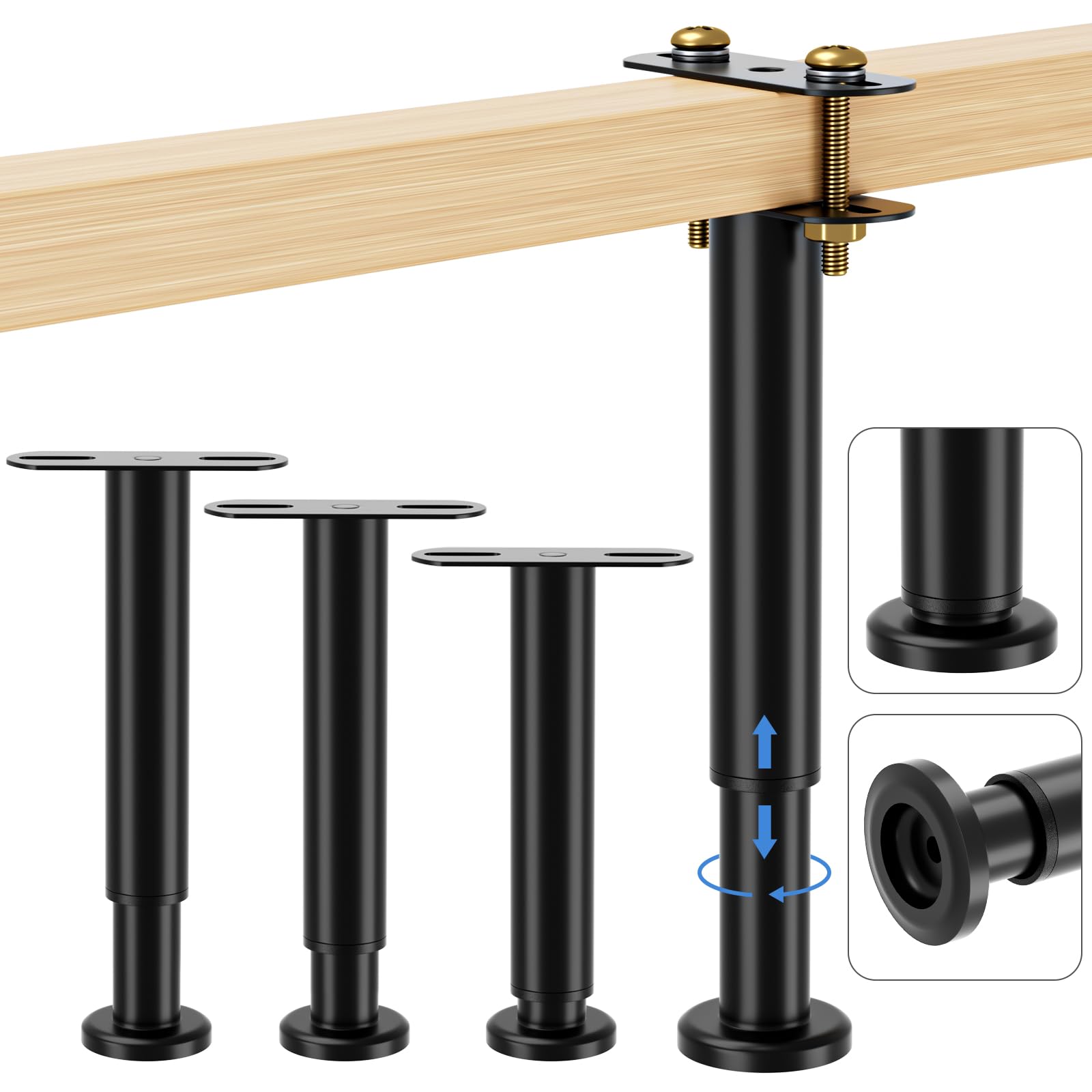 Snapklik.com : OHSNYIU Set Of 4 Adjustable Bed Legs Replacement ...
