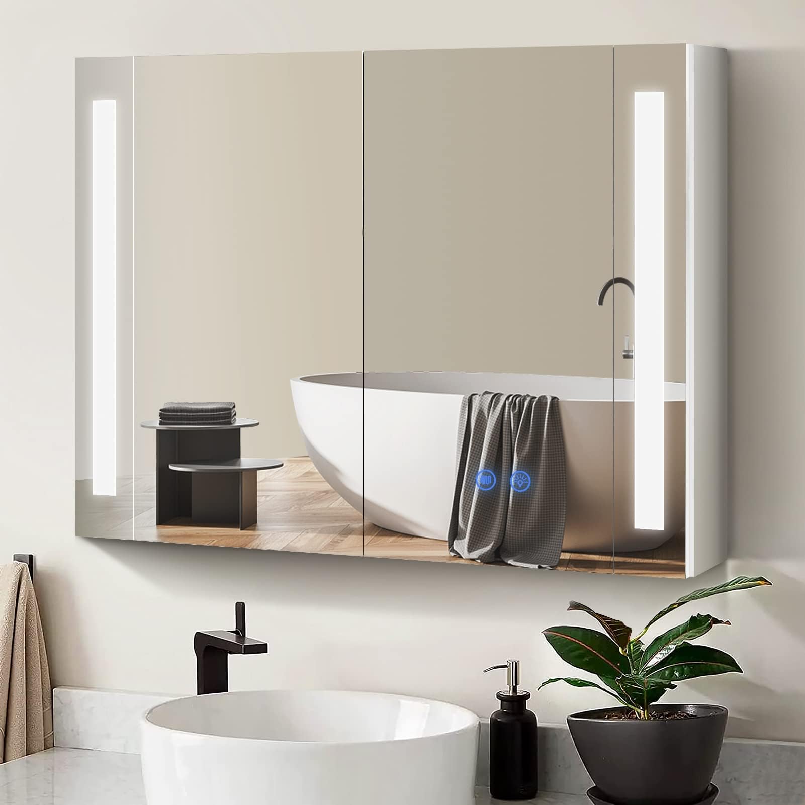 Amazon.com: LALAHOO Lighted Medicine Cabinet Bathroom Medicine Cabinet ...