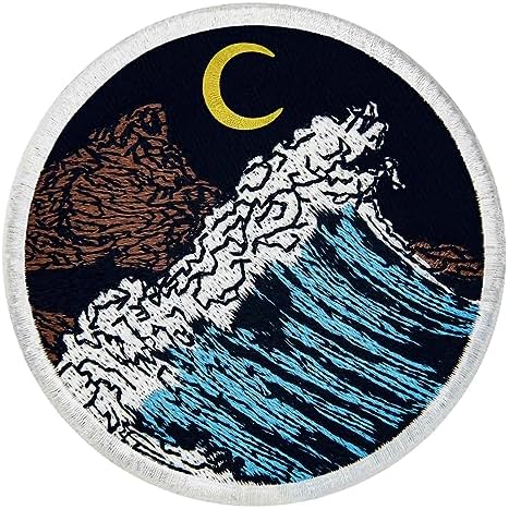Amazon.com: Great Wave in The Dark Night Patch Embroidered Applique ...