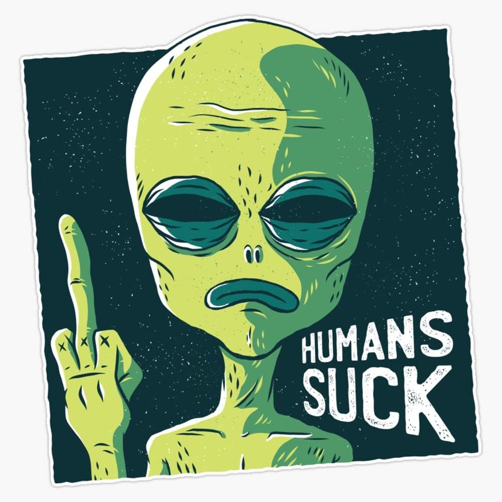 Amazon.com - Middle Finger Alien Bumper Sticker Vinyl Decal 5"