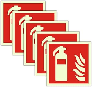 Amazon.com: Pack of 5 Fire Extinguisher Sign (15 x 15 cm - 3 mm Thick ...
