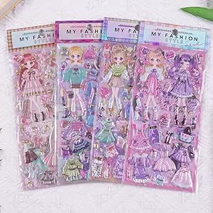 LAEMENOZ Princess Dress-Up Change Stickers, DIY 3D Stickers for Girls ...