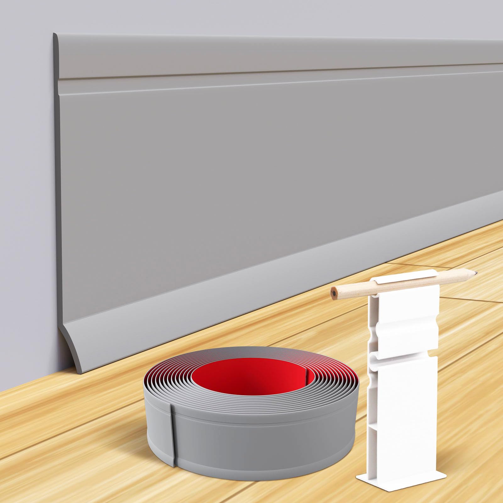 Snapklik.com : Raycity Rubber Baseboard Trim - 4 Inch X 40 Feet Vinyl ...