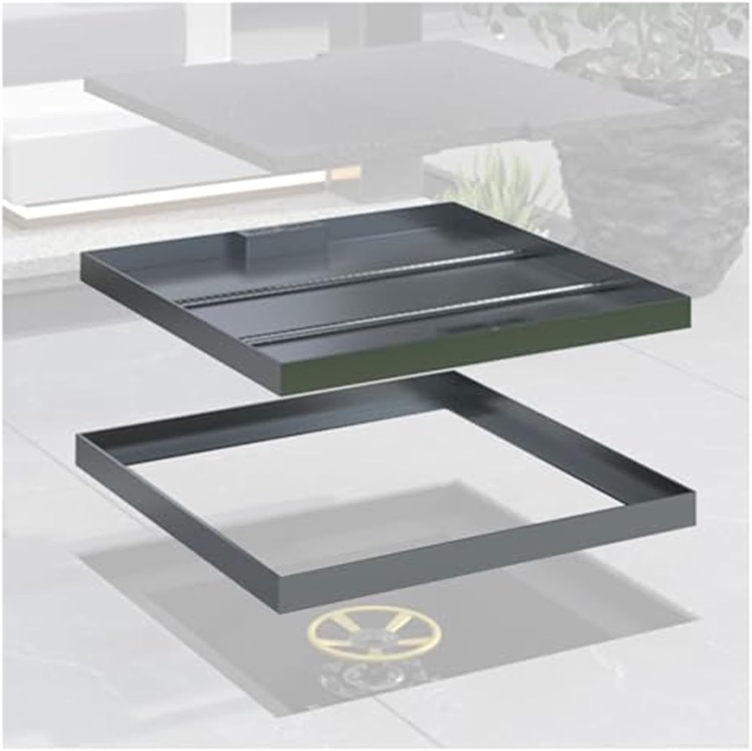 Stainless Steel Manhole Cover 110x80 cm Square Drain Lid Urban Design ...