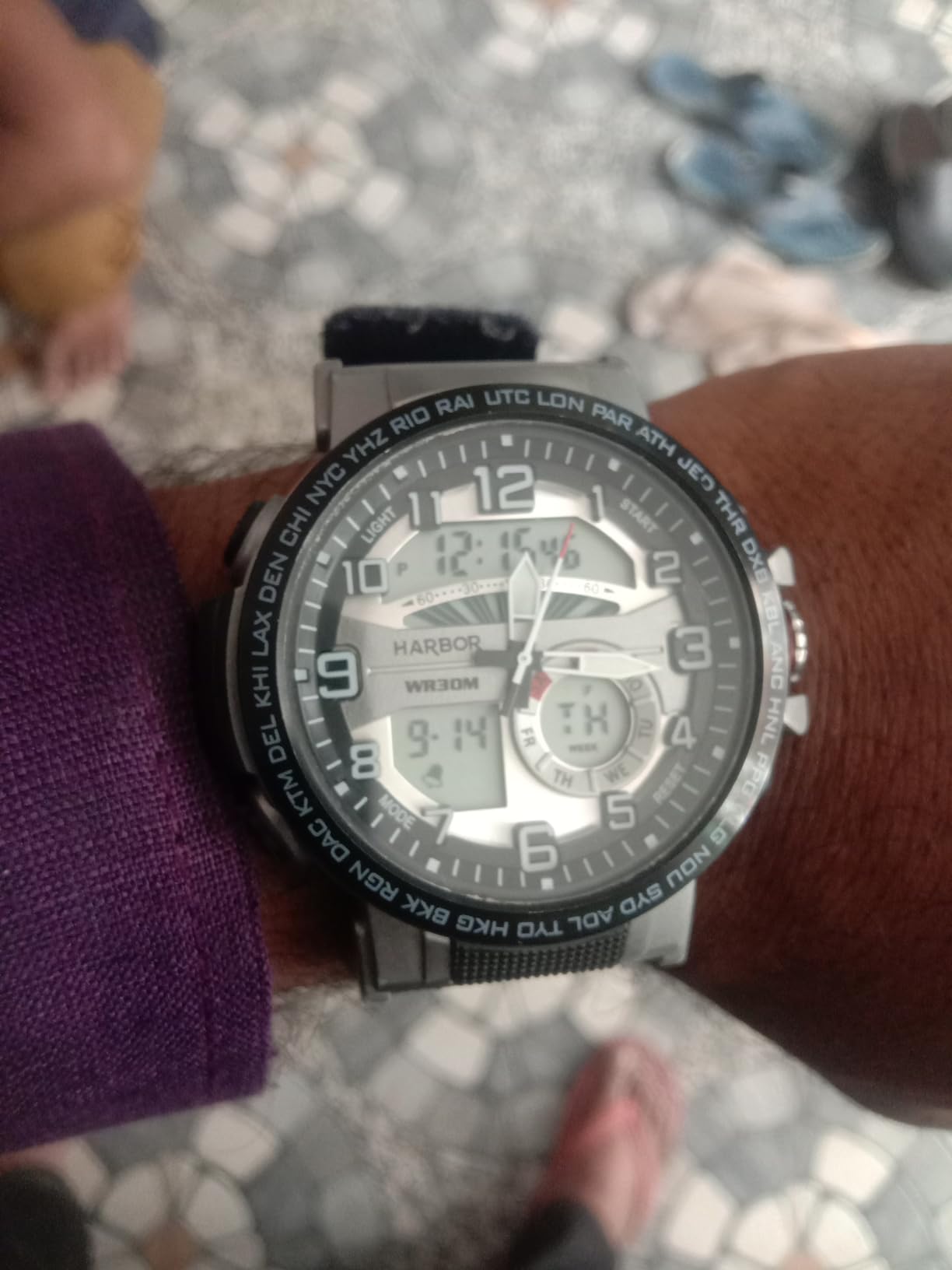 Buy Harbor Blue Nylon Multi Functional Sports Anlog Digital Watch for ...