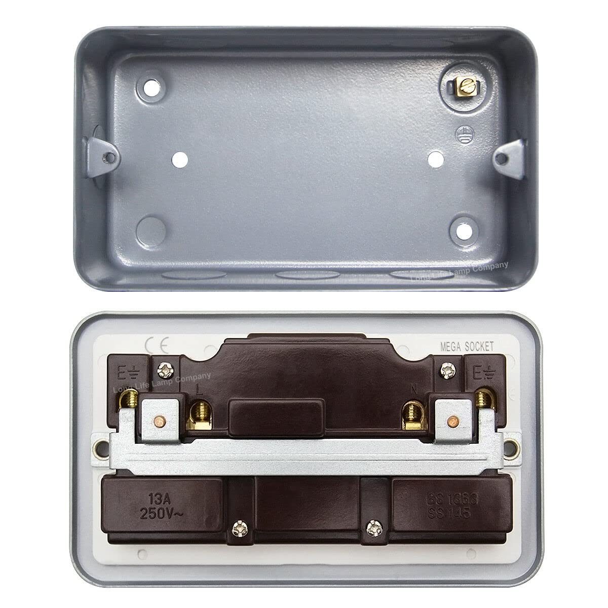 Metal Clad 13 Amp Double 2 Gang Switched Socket Twin Industrial Socket ...