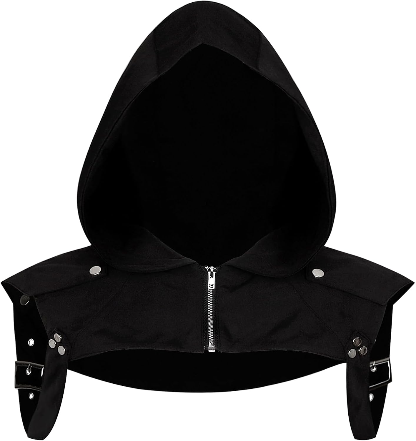 L'VOW Black Steampunk Rogue Cowl Hat Medieval Gothic Hooded Cape for ...