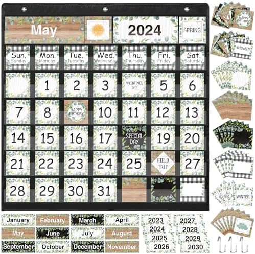 Amazon.com: Eamay Boho Calendar Pocket Chart Cards and Classroom ...