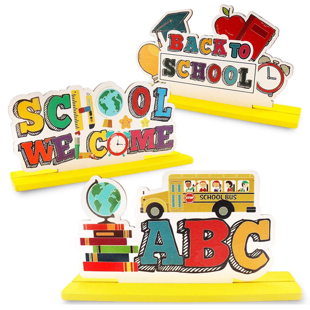 Amazon.com: ALIBBON 3 Pieces Back to School Wooden Table Centerpiece ...