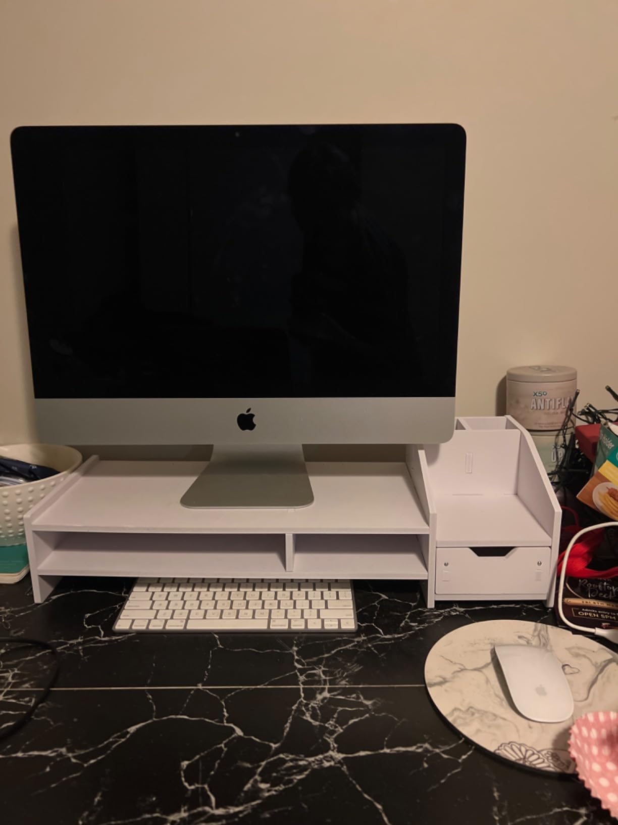 Monitor Riser Stand,2-Tier Wood Computer Riser with Organizer Drawer ...