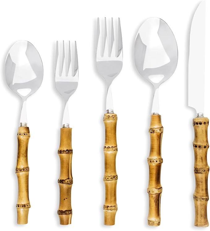Amazon.com | Homenook Bamboo Silverware Set - Natural Bamboo Flatware ...