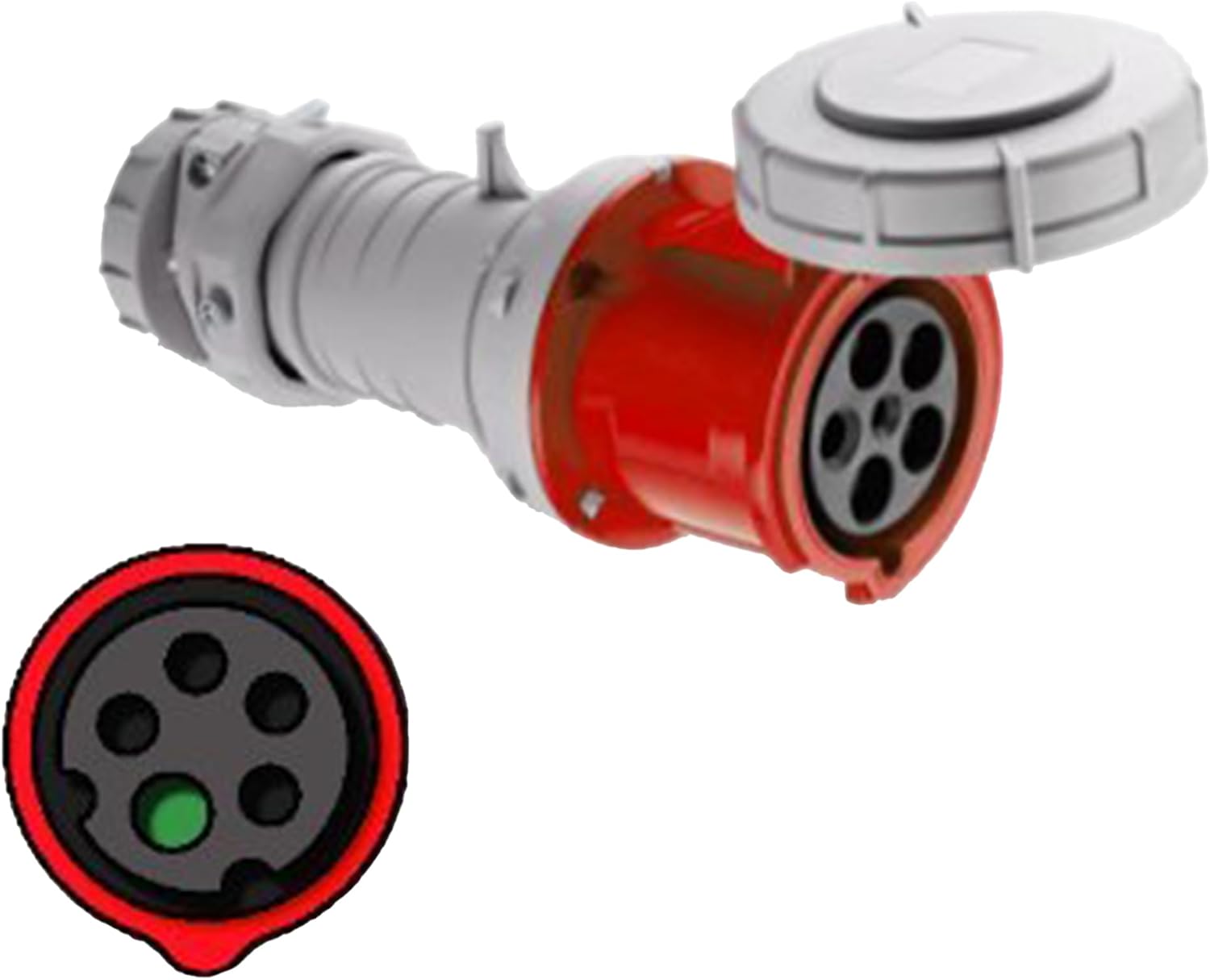 IEC 309 560C7W Connector, 60A, 277/480V, 3-Phase, 4 Pole, 5 Wire ...