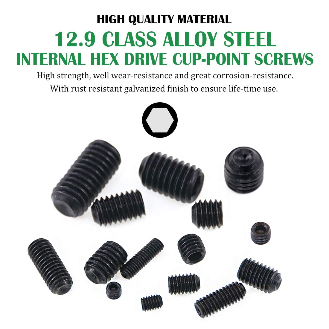 Snapklik.com : Keadic 450Pcs Internal Hex Drive Cup-Point Screws ...