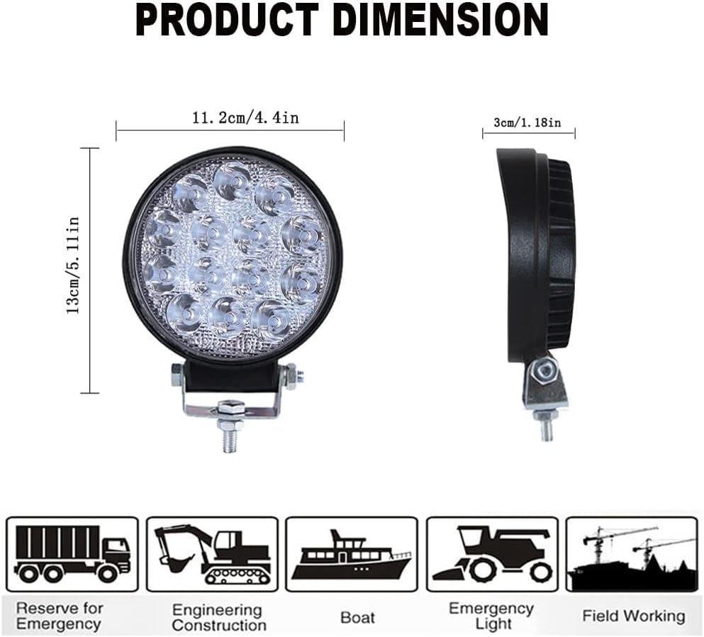 Snapklik.com : 42W Led Round Light, 45Inch Led Light Pods,12V 24V Spot ...