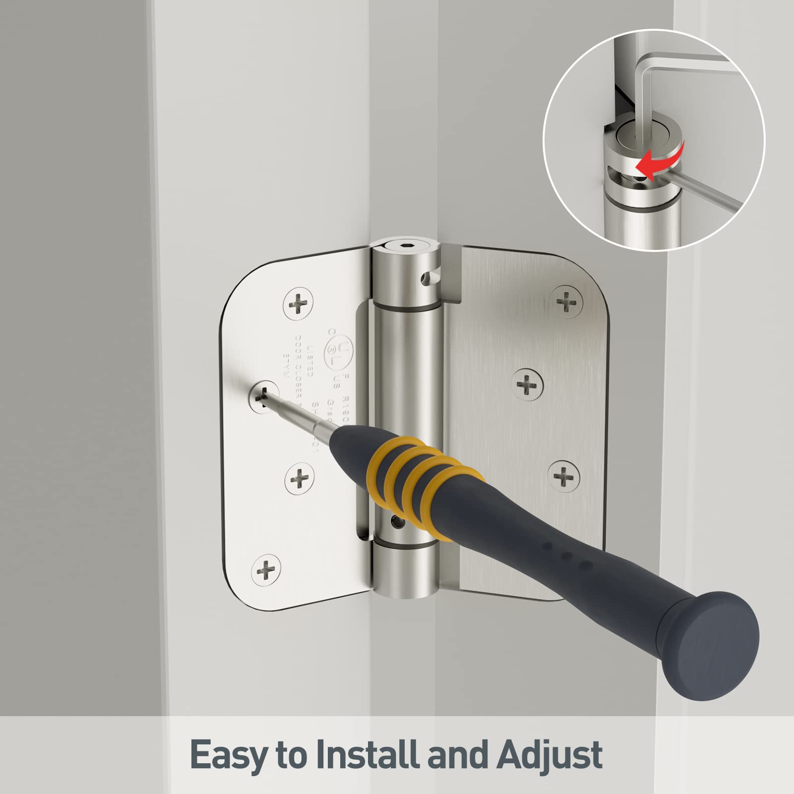 Snapklik.com : HOSOM Self Closing Door Hinges Brushed Nickel Spring ...