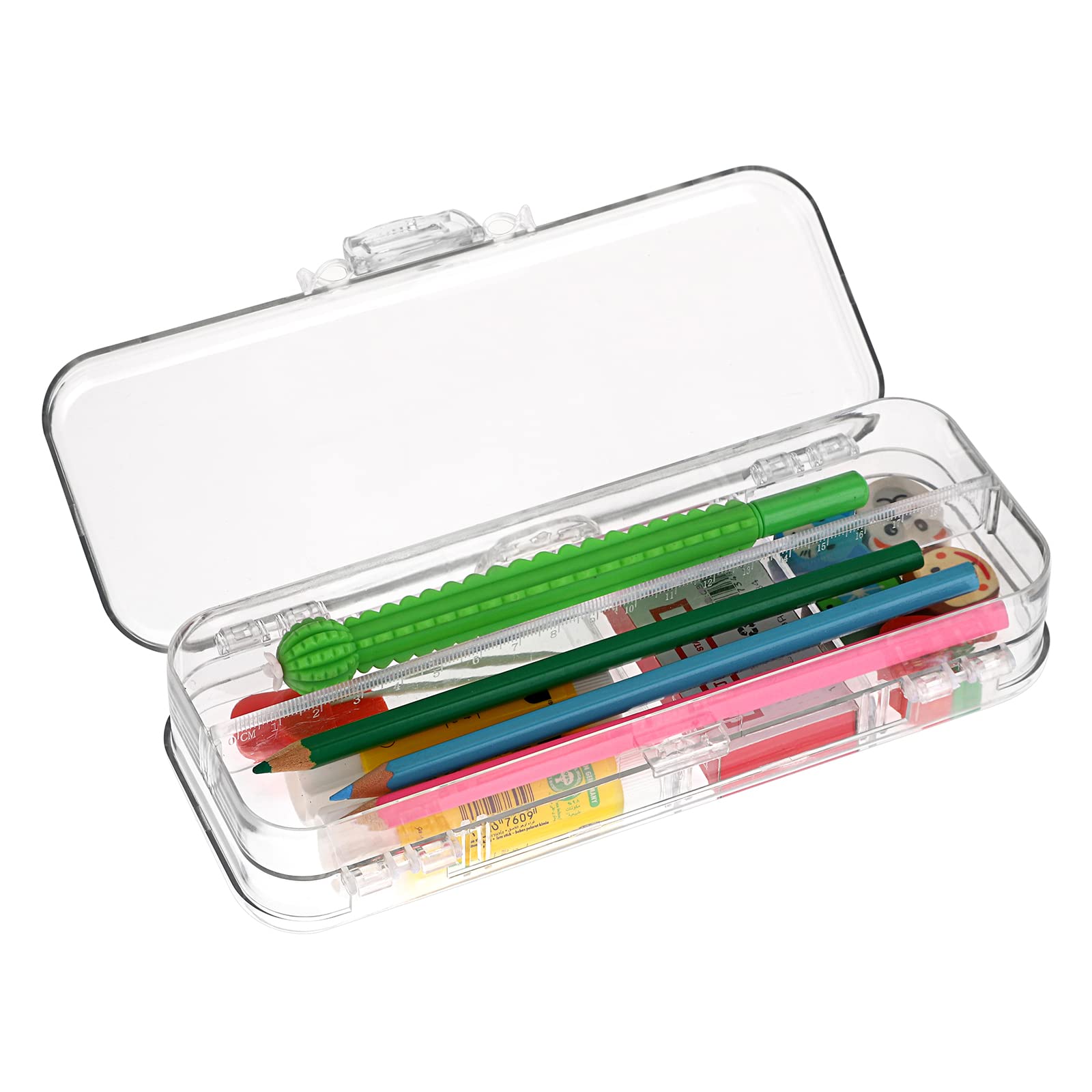 Snapklik.com : BTSKY Double Deck Pencils Box Clear Plastic Stationery Box