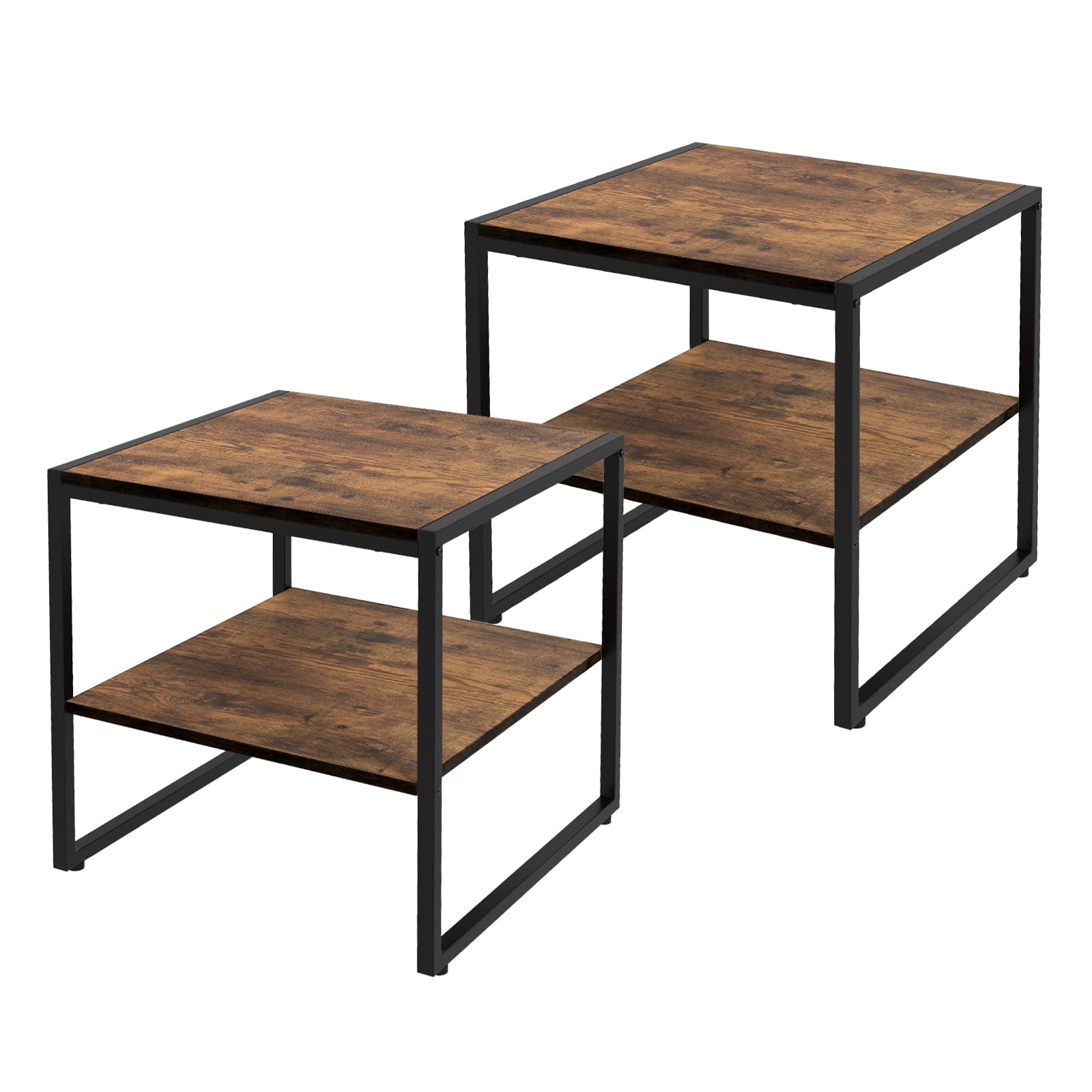 Multigot Bedside Tables Set of 2, Industrial Nightstand Stackable End ...
