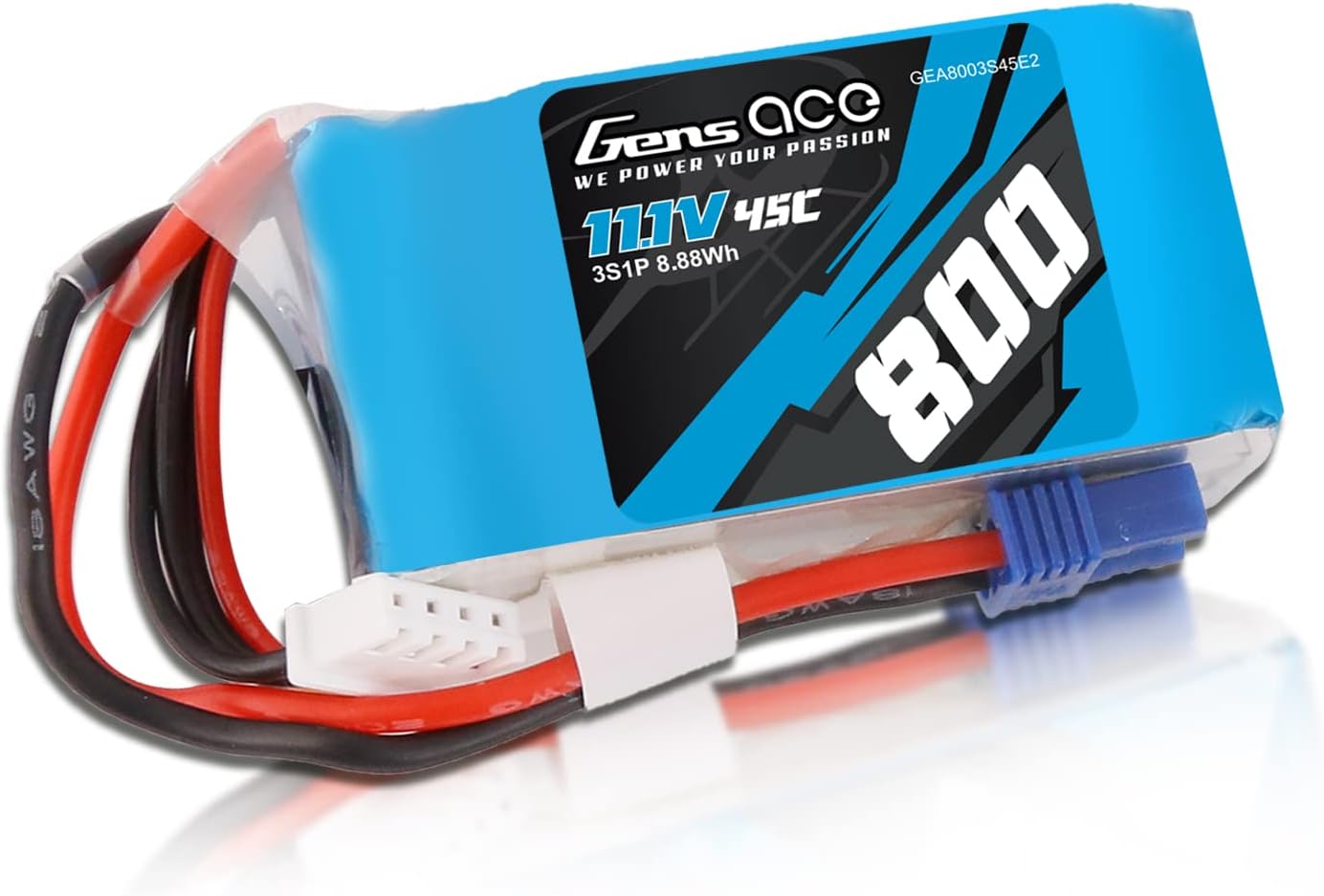 Amazon.com: Gens ace 3S Lipo Battery 11.1V 45C 800mAh Lipo Battery Pack ...