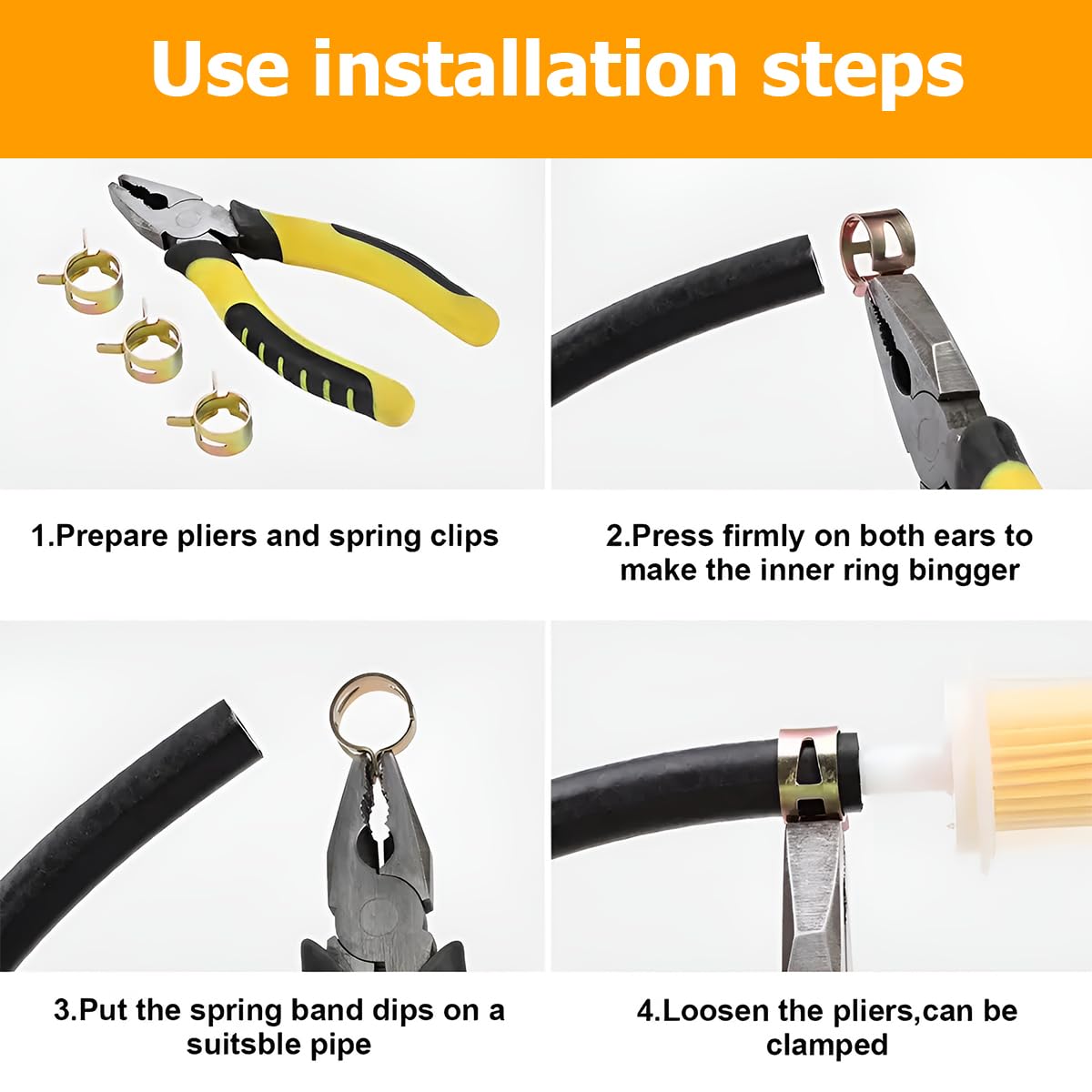 Snapklik.com : 160 Pcs Spring Hose Clamps, 5 Size Spring Band Type Fuel ...