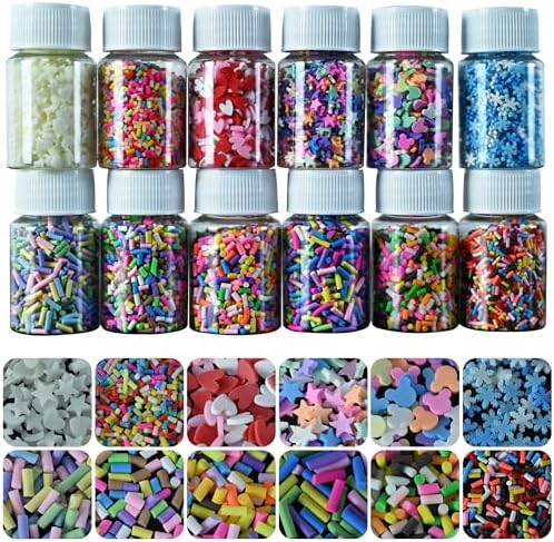 LIKETURE Fake Sprinkles 12 Jars 180g Polymer Clay Sprinkles Fake Candy ...