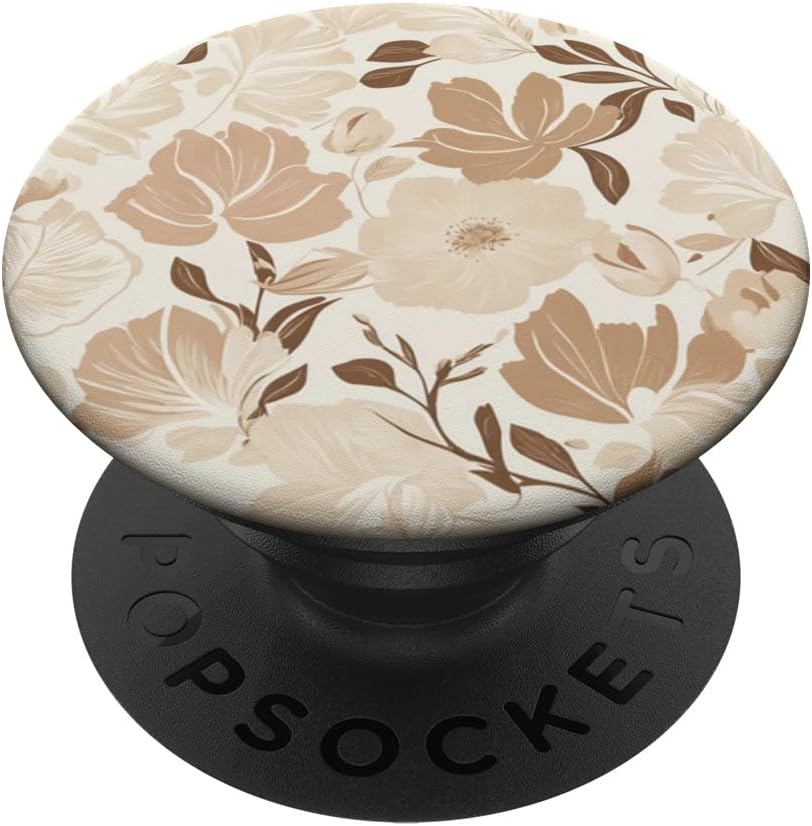 Amazon.com: Minimalist Floral Line Art Boho Aesthetic Light Brown Cream PopSockets Adhesive ...