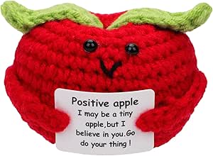 Amazon.com: NQEUEPN Mini Funny Positive Apple, 2.16 inch Knitted Apple ...