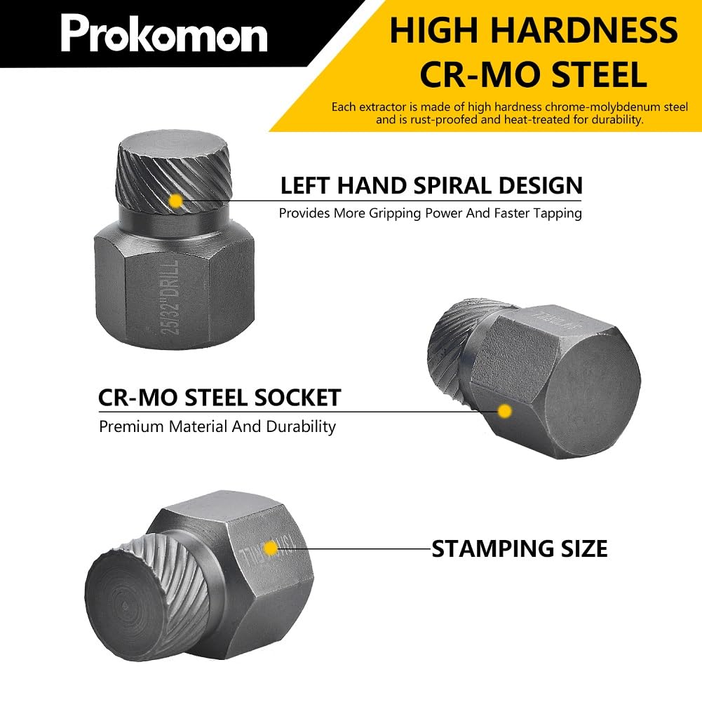 Snapklik.com : Easy Out Screw Extractor Set, 25 Pieces Hex Head Bolt ...
