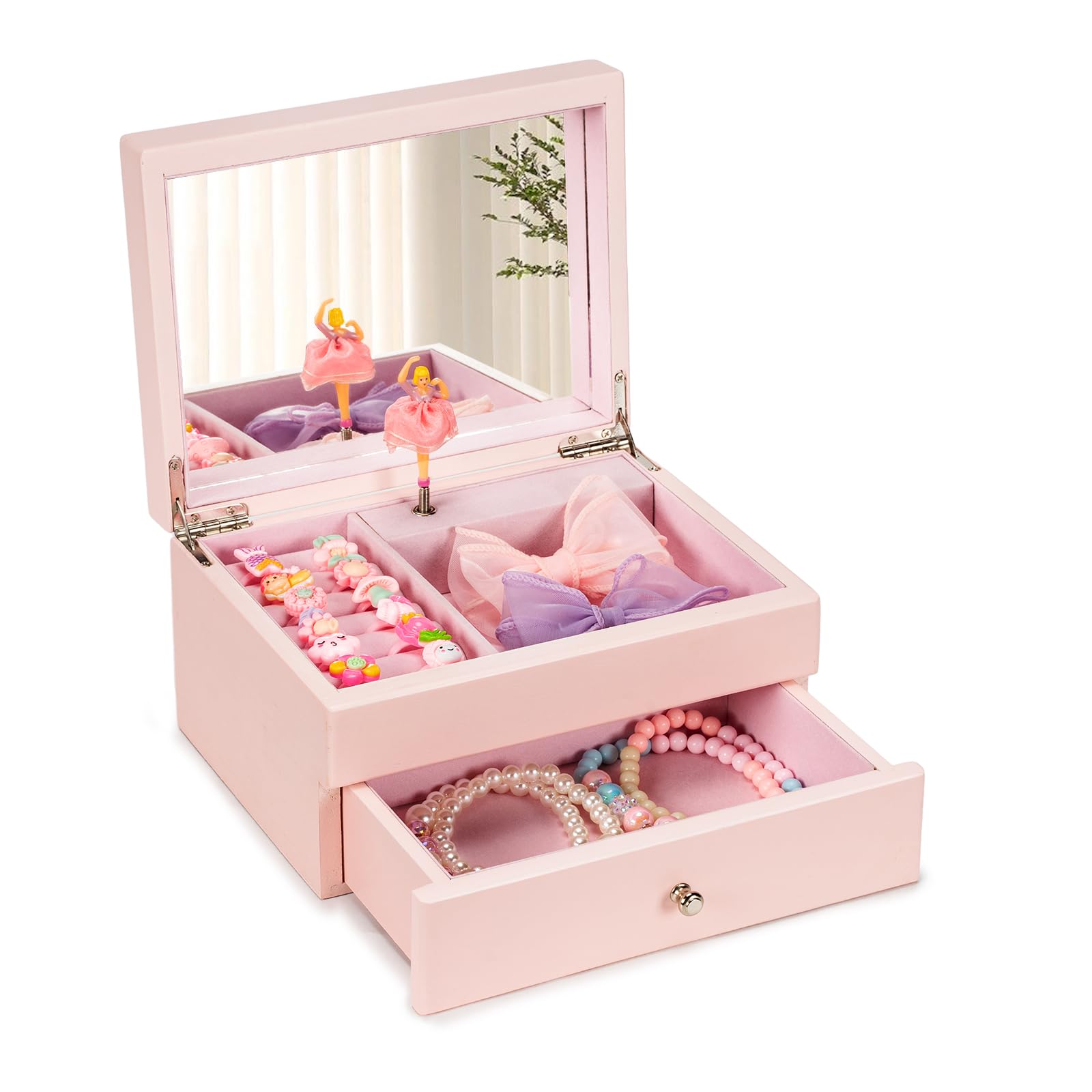 Girls Wooden Jewelry Boxes Wood Jewelry Organizer Case For Women Teen