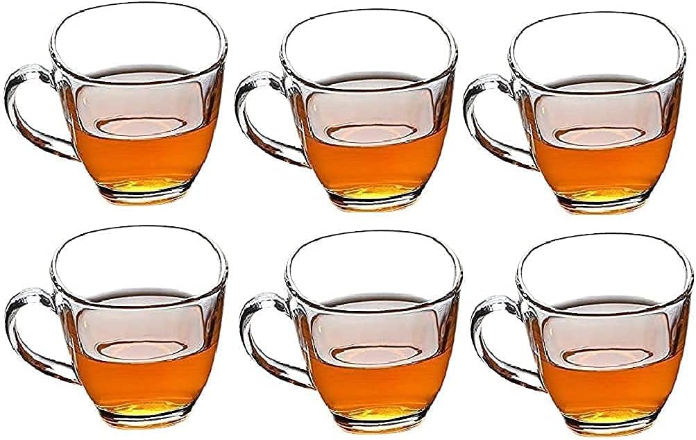 TENFIRE® Clear Square Shaped Glass Coffee Cup, Glassware Tea Cup, Tea ...