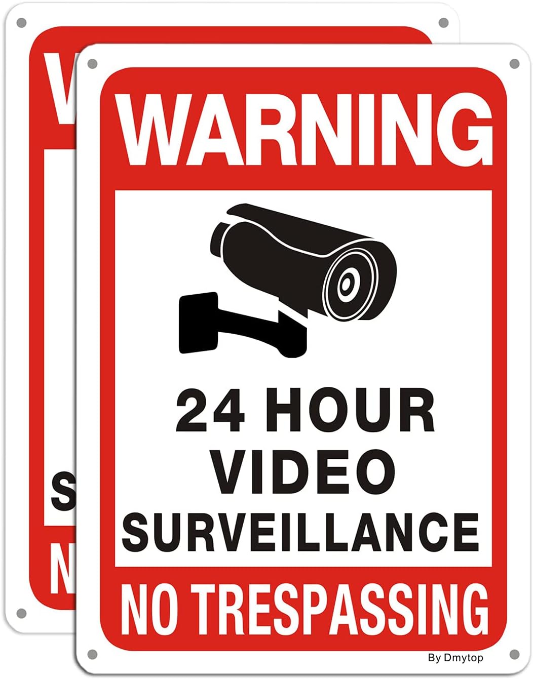 24-Hours CCTV Video Surveillance No Trespassing Warning Sign, 2 Pack ...