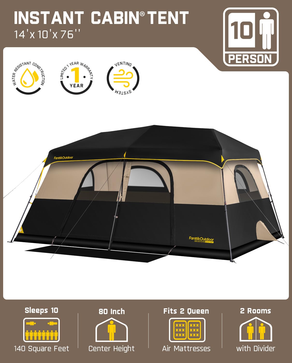 Snapklik.com : FanttikOutdoor Zeta C10 Pro Max Instant Cabin Tent 10 ...