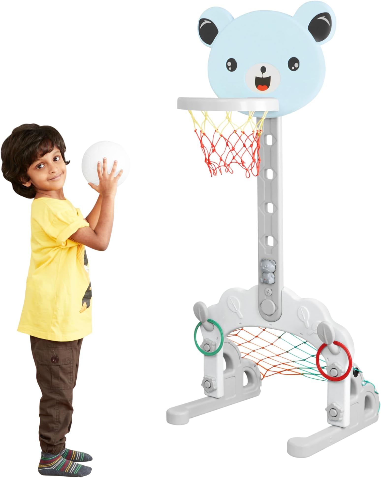 Amazon Brand - Jam & Honey Basketball/Football Set with Ball | Blue ...