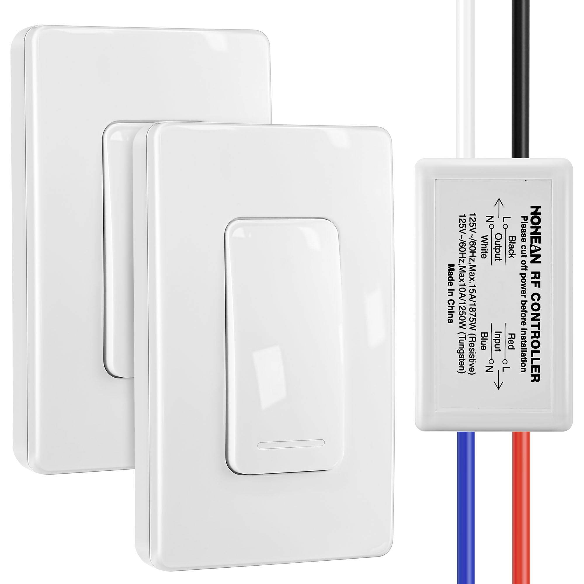 Hohean Wireless Light Switch and Receiver Kit, No in Wall Wiring ...