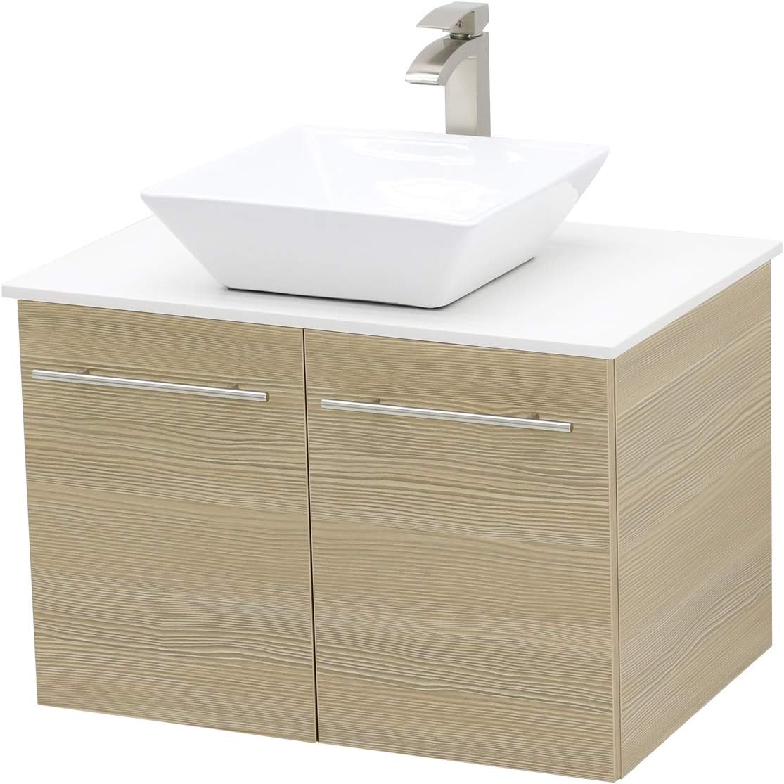 Amazon.com: WINDBAY Wall Mount Floating Bathroom Vanity Sink Set. Taupe ...