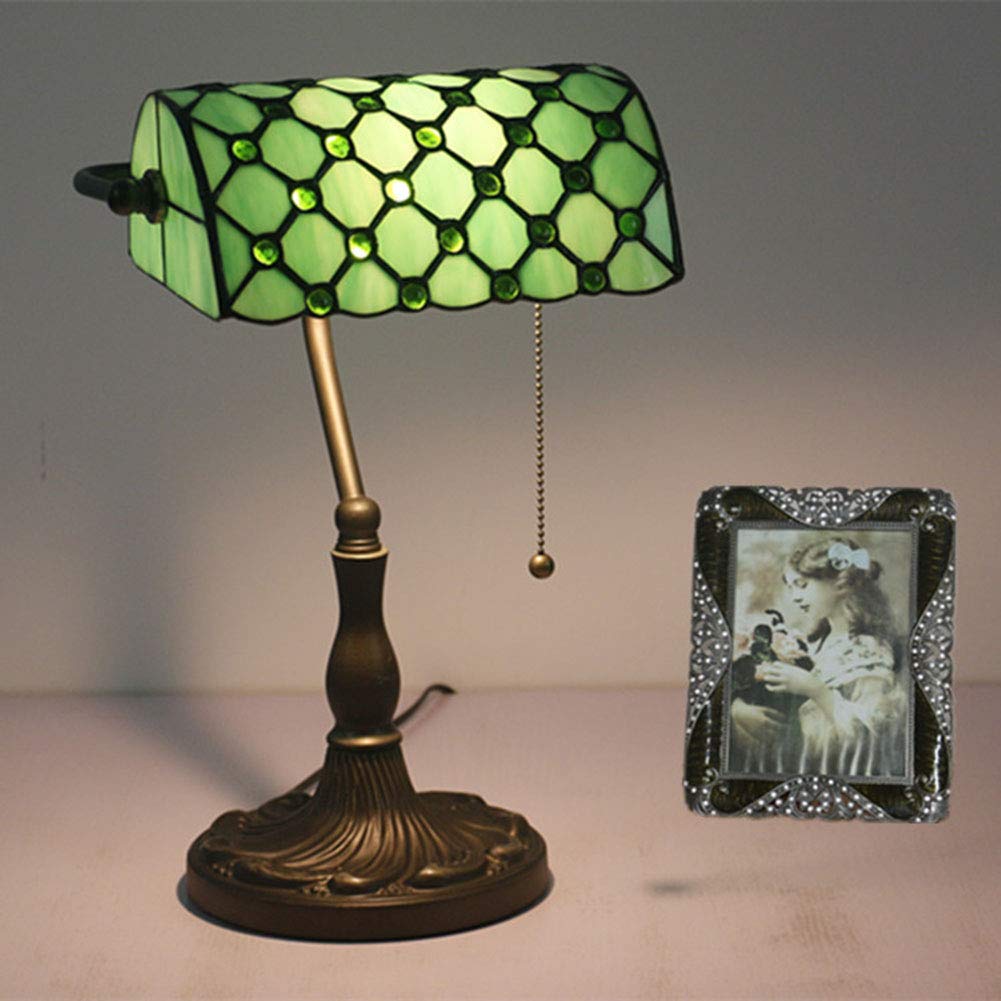 BOTOWI Tiffany Bankers Desk Lamp Vintage Stained Glass Table Lamp for ...