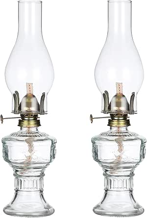 Amazon.com: DNRVK 2 Pieces Rustic Oil Lamp Lantern Vintage Glass ...