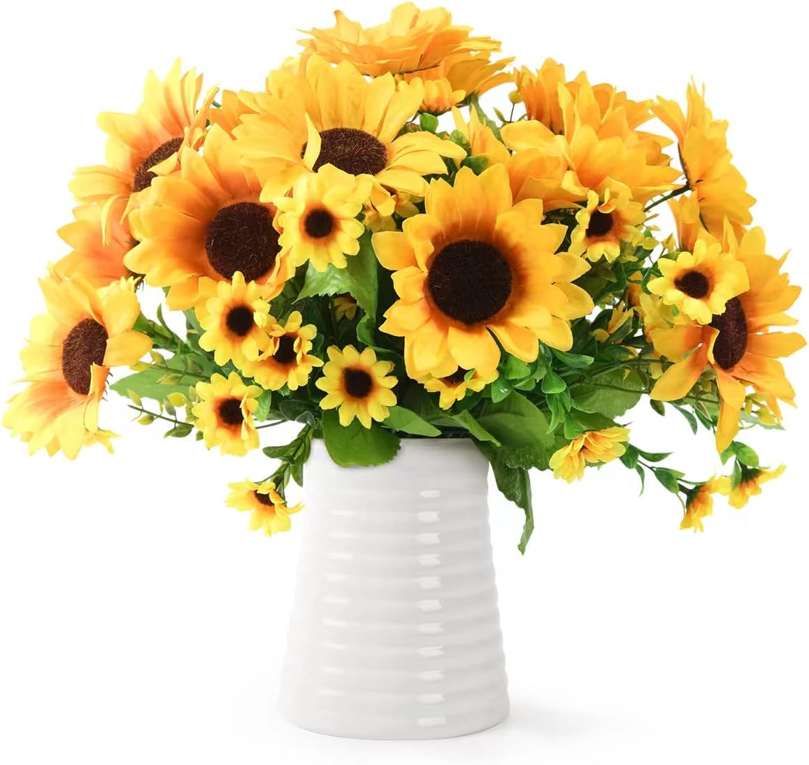 Amazon.com: COZZI CODI Fake Flowers Artificial Sunflowers with Vase ...