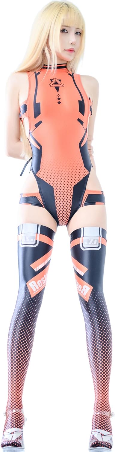 Amazon.co.jp: [LOST-G] セクシー 光沢 ハイレグ水着 ニーハイ タイツ シンプル RQ レースクイーン コスチューム レディースcosplay 大人用 水着 コスプレ衣装 ...