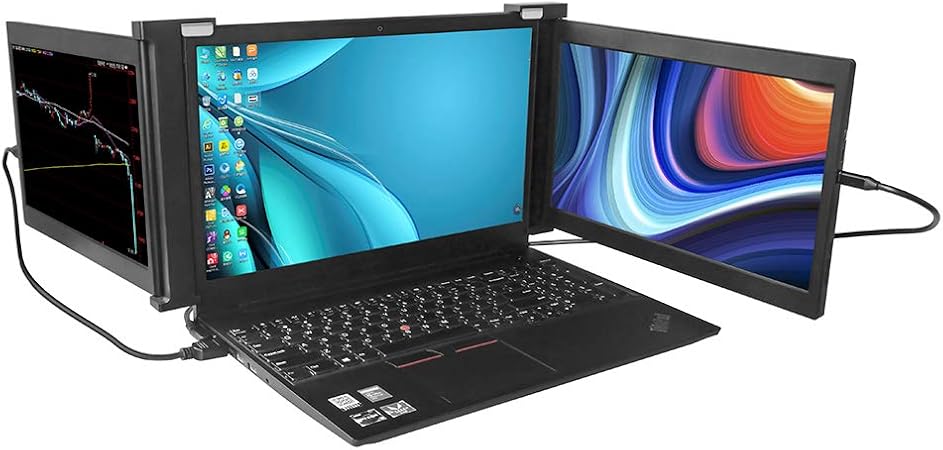 Dual Portable Monitor Tri Fold Screen Extender for Laptop (13.3-inch(14 ...