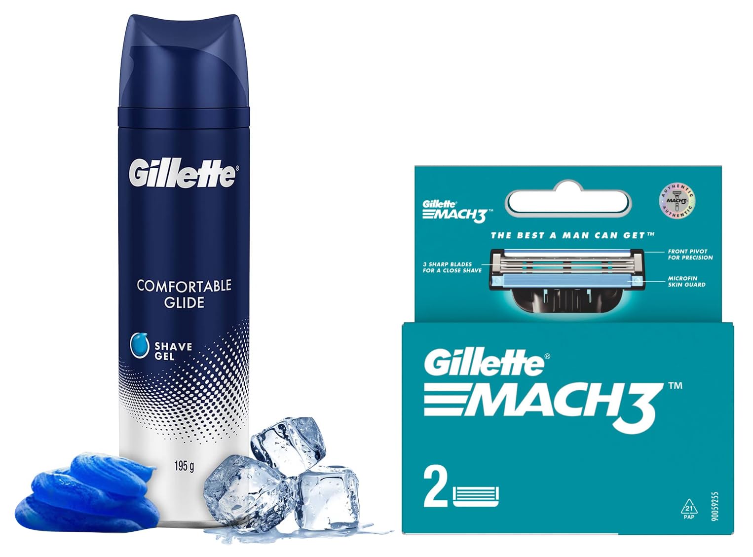 Gillette Men Shaving Gel Comfort Glide 195 Gram & Mach 3 Manual Shaving ...