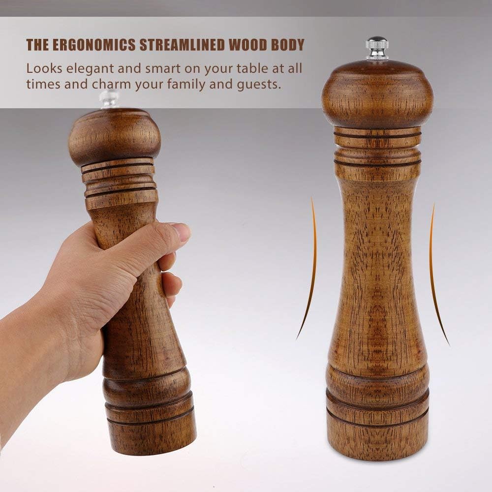 LETOOR Molinillo de cerámica ajustable de madera de roble para sal y ...