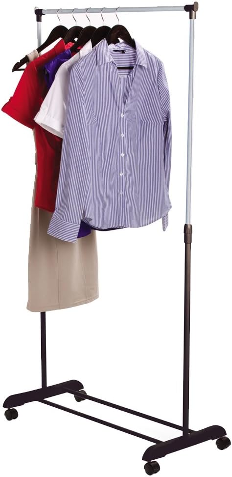 Home Vida Single Garment Rack Adjustable Clothes Rail, Metal, Silver ...