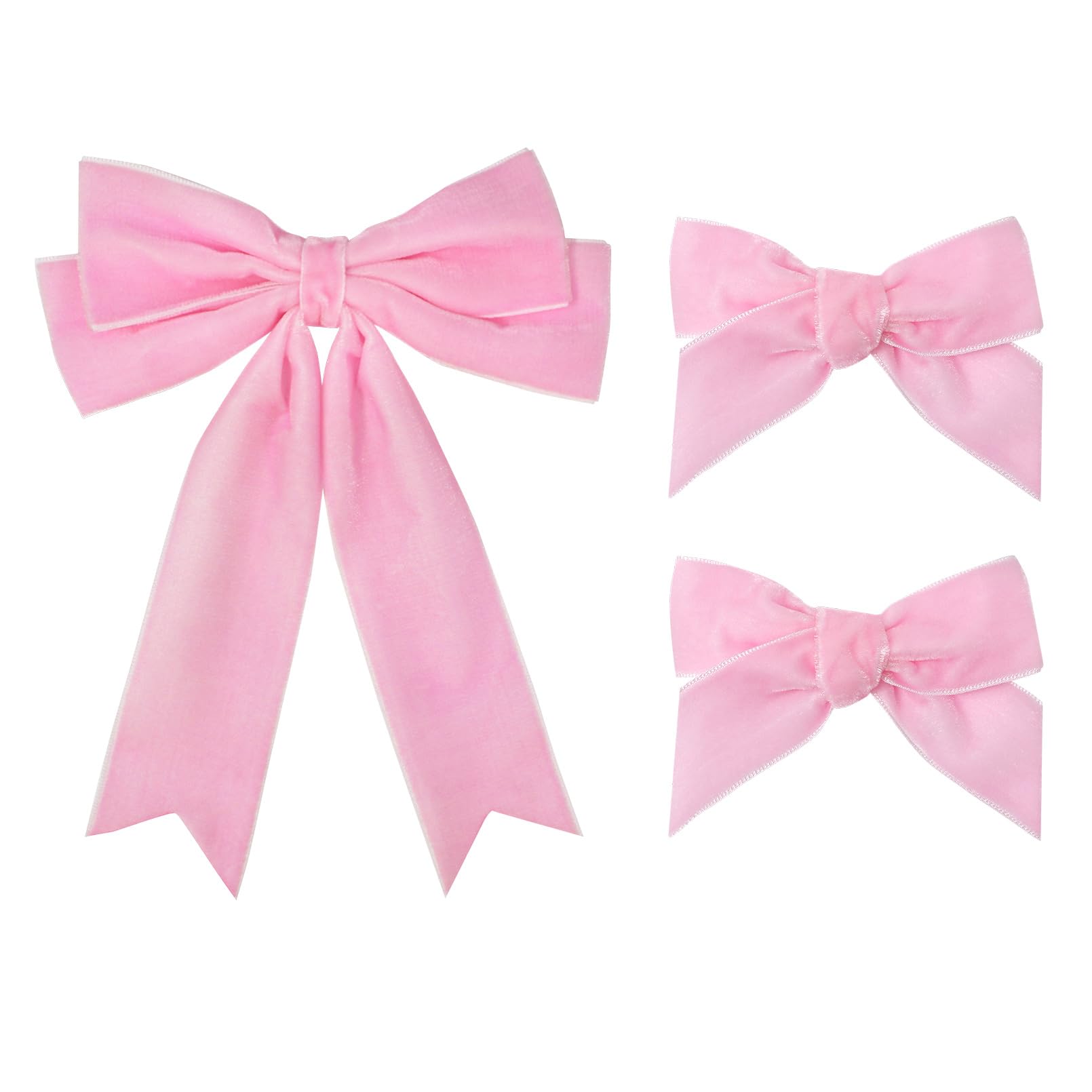 Amazon.com : 3 PCS Velvet Bows Hair Clip Ribbon Pink Accessories ...