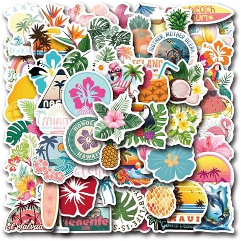 Amazon.com: Tropical Stickers, 50PCs, Beach Island Life Stickers, Vinyl ...
