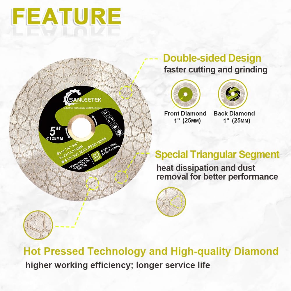 Snapklik.com : Diamond Tile Saw Blade - 125mm 2pcs Cutting Grinding ...