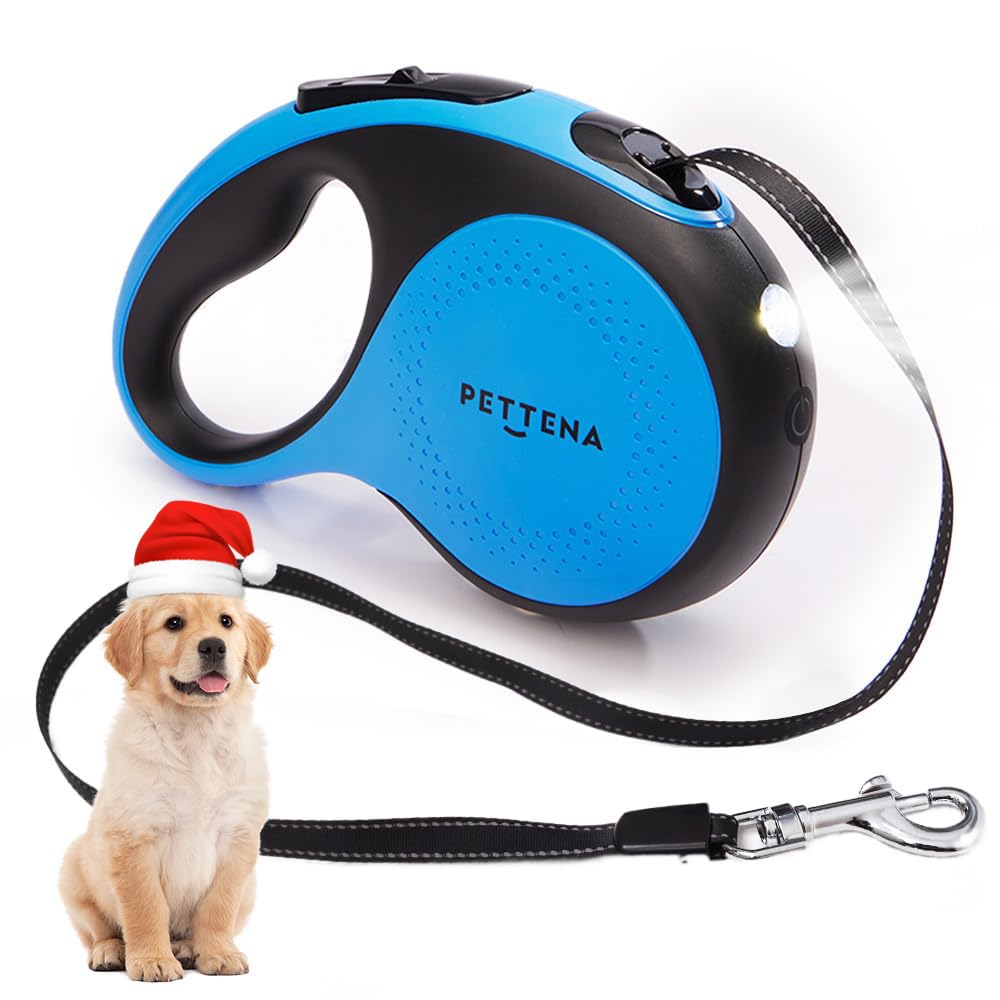 Amazon.com : 【LED Light Ver.】 PETTENA One-Touch Retractable Dog Leash for Small/Medium Dogs up ...