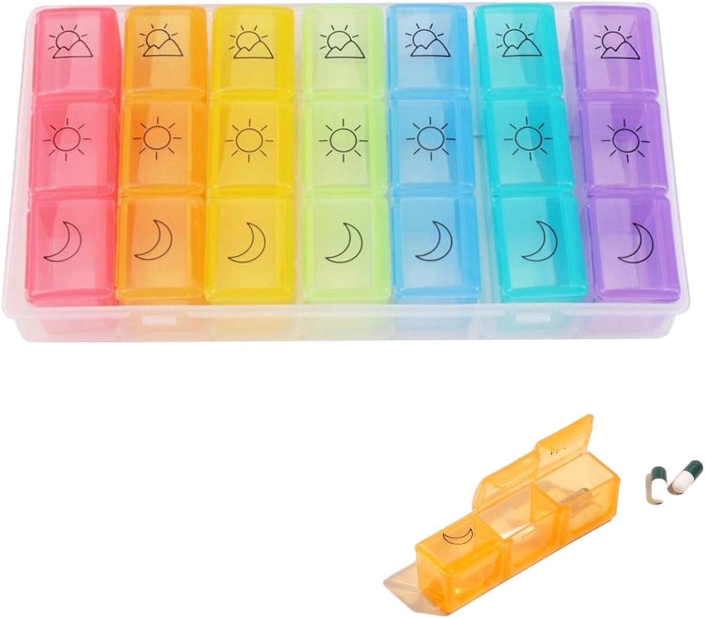 TYVOM Pill Box Organiser,Durable Tablet Organiser,Large Pill Box 7 Day ...